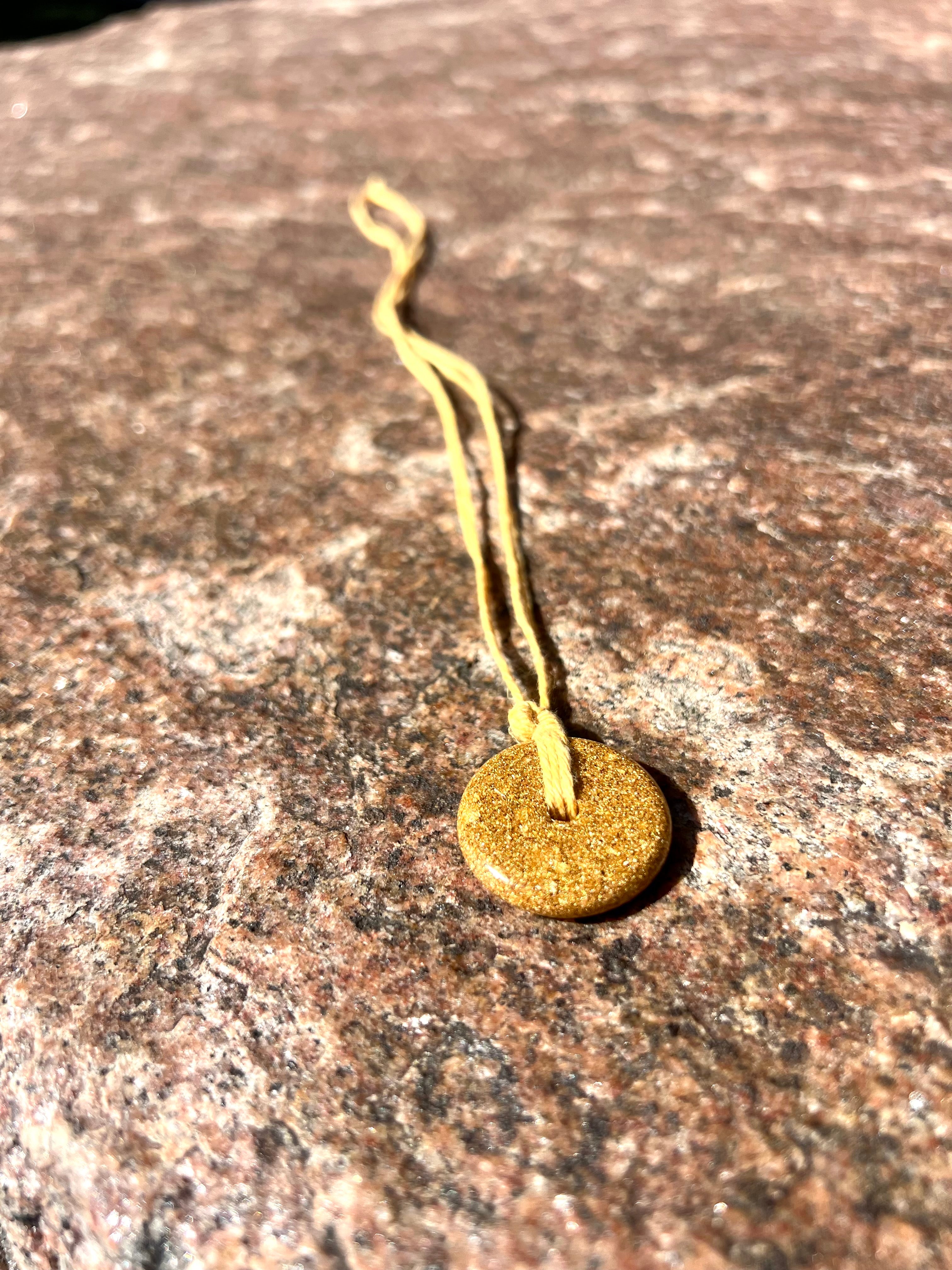 GOLDEN BRASS TORUS PENDANT Copper, Magnetic sand, & Quartz, Magic Mix ...
